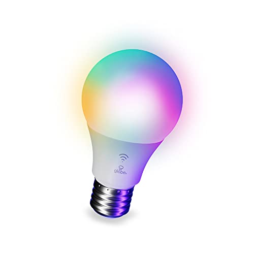 Globe Electric 50589 Color-Changing A19 LED Smart Light Bulb, 2.4 GHz Wi-Fi, 60W Equivalent 800LM, Works with Alexa Only, 1-Pack
