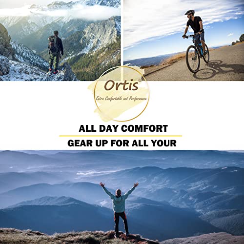 Ortis Men's Merino Wool Cushion Crew Socks with Moisture Wicking Control Light Weight Breathable for Outdoor Hiking Cycling(Black L)
