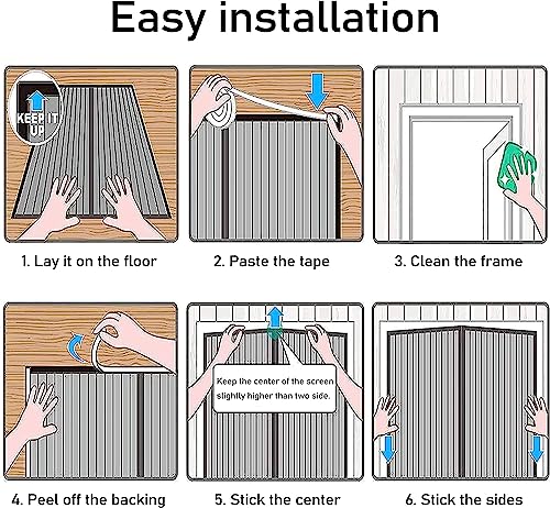 Magnetic Screen Door Pet and Kid Friendly Mosquito Curtain Self Sealing Mesh Curtain Full Frame Hook & Loop for Patio Doors -D-100x220cm(39x87inch)