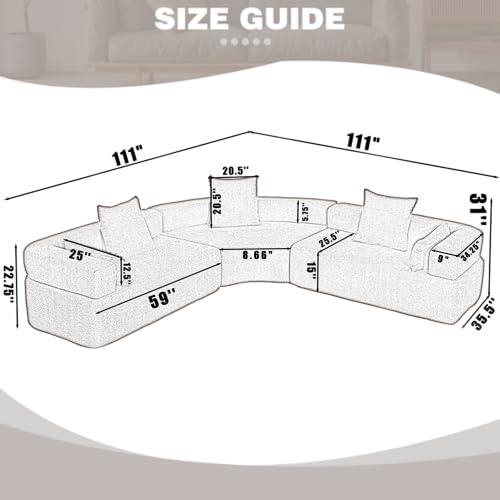 Guo Baitur Oversized Couch – Curved Sofa Bed for Living Room, Boucle Fabric, Unique Design