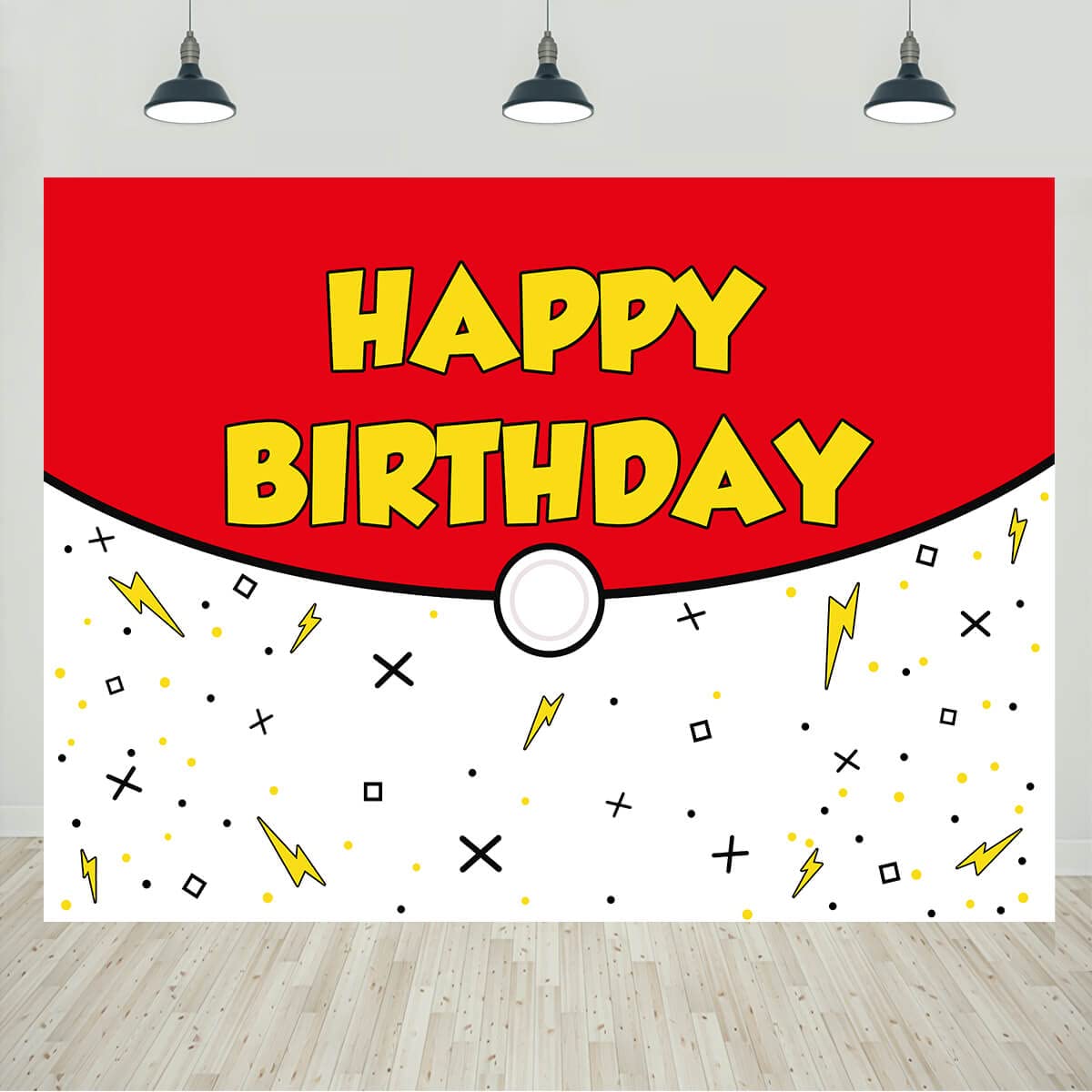 Cartoon Red and White Ball Birthday Backdrop Kids Red and White Ball Magical Pet Photo Background Decorations Child Cake Table Banner Supplies 7x5ft
