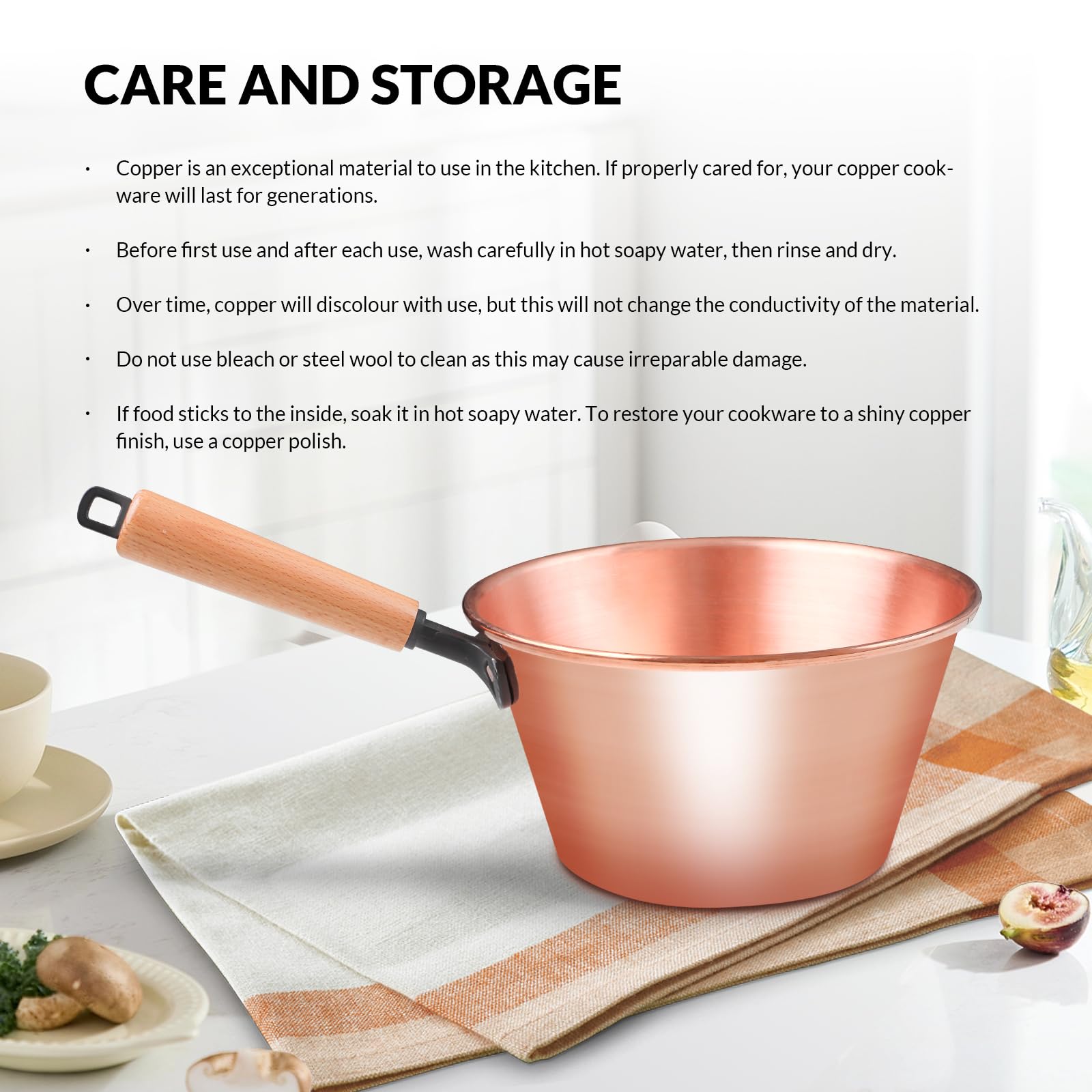 Copper Jam Pot, Cornmeal Copper Pot, 13-Inch Diameter, 5-Quart Capacity, Pure Copper Handles, Handmade, Traditional Copper Pot, Ideal for 8 People