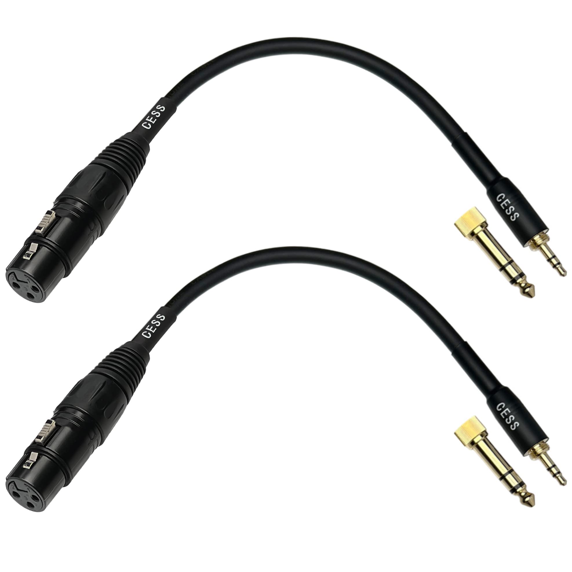 CNCESS CESS-210 XLR to 3.5mm TRS Adapter Cable with 3.5mm to 6.35mm (1/4β) Converter, Female to Male, Compatible with Microphone, Active Speakers, Stage, DJ, Studio Audio Console, 2 Sets
