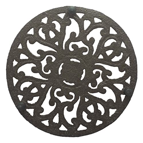 Cast Iron Trivet, Vintage Cutout Pattern Cast Iron Insulation Pad, Dutch Oven Trivet, Removable Rubber Legs Cast Iron Trivet, 2 Pack 7 Inches Trivet, Plates to Protect Table