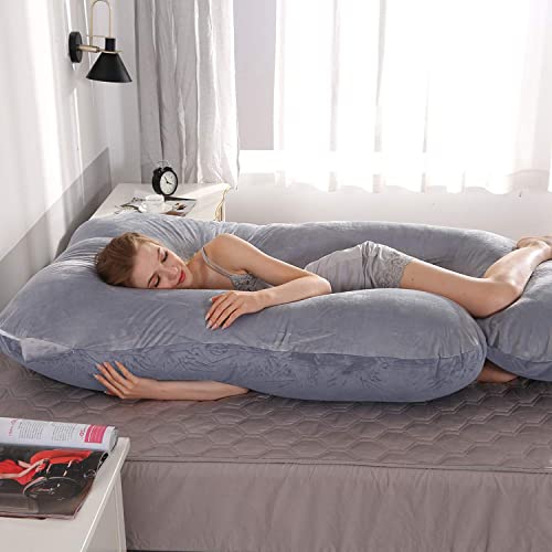 Victostar Pregnancy Pillow,57 inches U Shaped Maternity Pillow with Removable Cover Full Body Pillow Support for Back, Hips, Legs, Belly (Dark Gray)