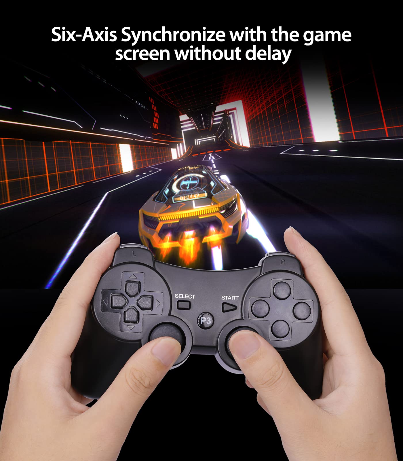 YCCTEAM Wireless Controller Compatible with PS3, Controller Replacement for PS3 with Upgraded High-Precision Joystick, Wireless Remote Gamepad with Charger Cable (Black)