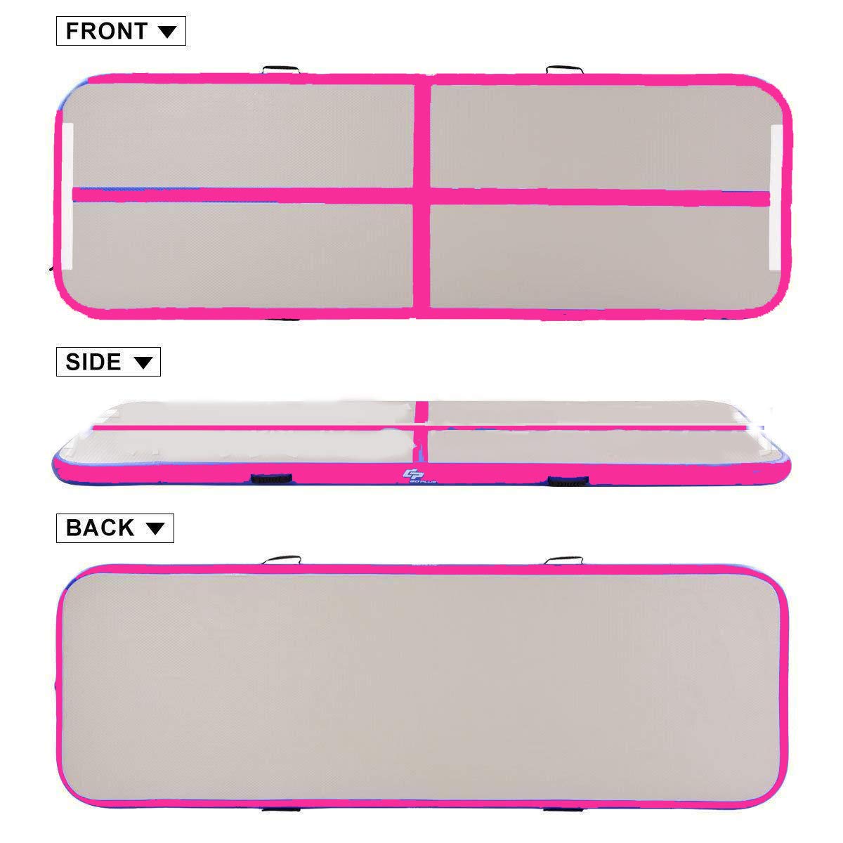 CNSPORT Inflatable Air Gymnastics Mat Training Mats 10ft13ft16ft20ft Gymnastics Tracks for Home UseTraining,Pink,10ft*3.3ft*4in(3*1*0.1m)