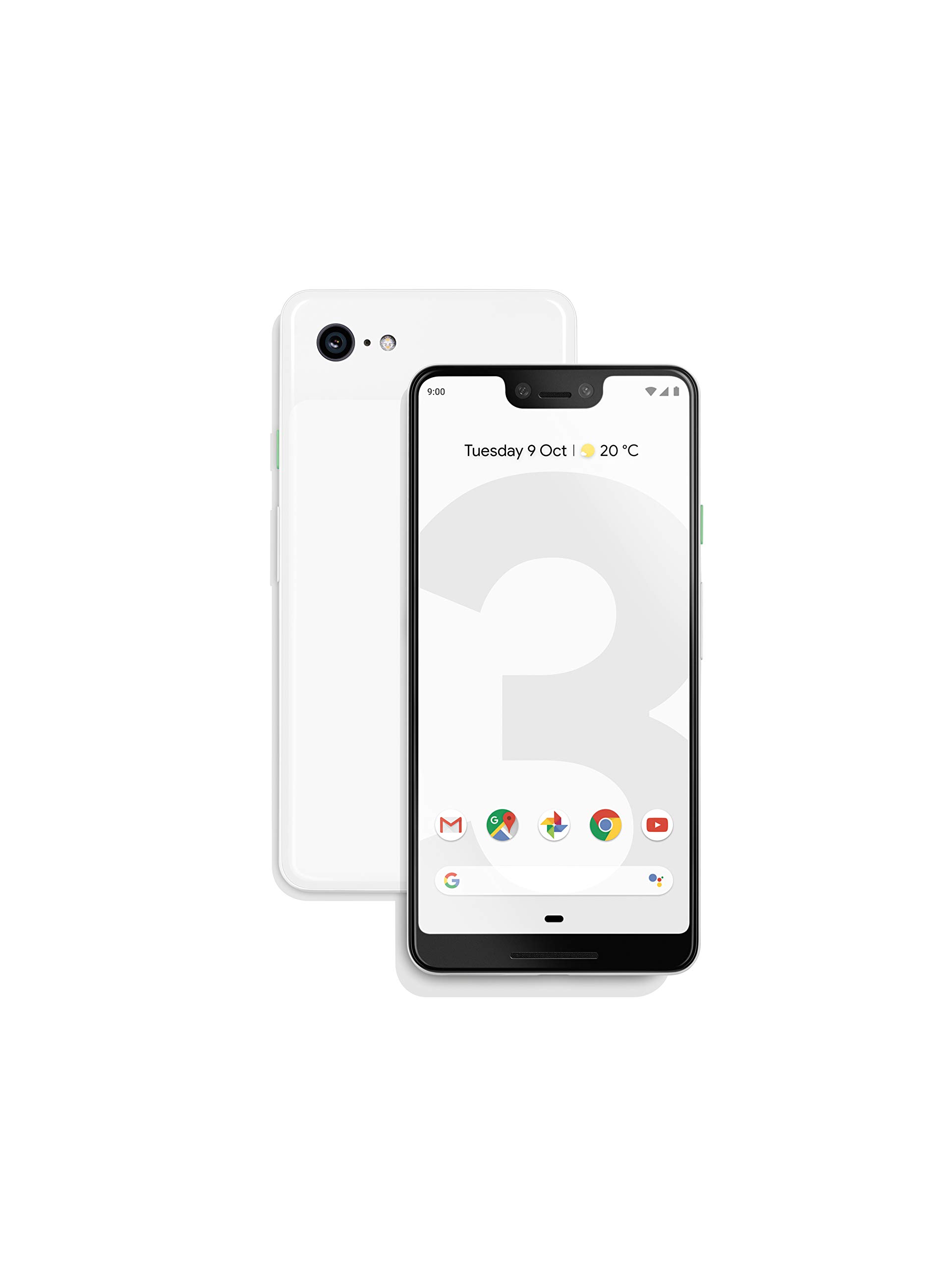 Google Pixel 3 XL (2018) G013C 64GB - 6.3" inch - Android 9 Pie - (GSM Only, No CDMA) Factory Unlocked 4G/LTE Smartphone - International Version (Clearly White)