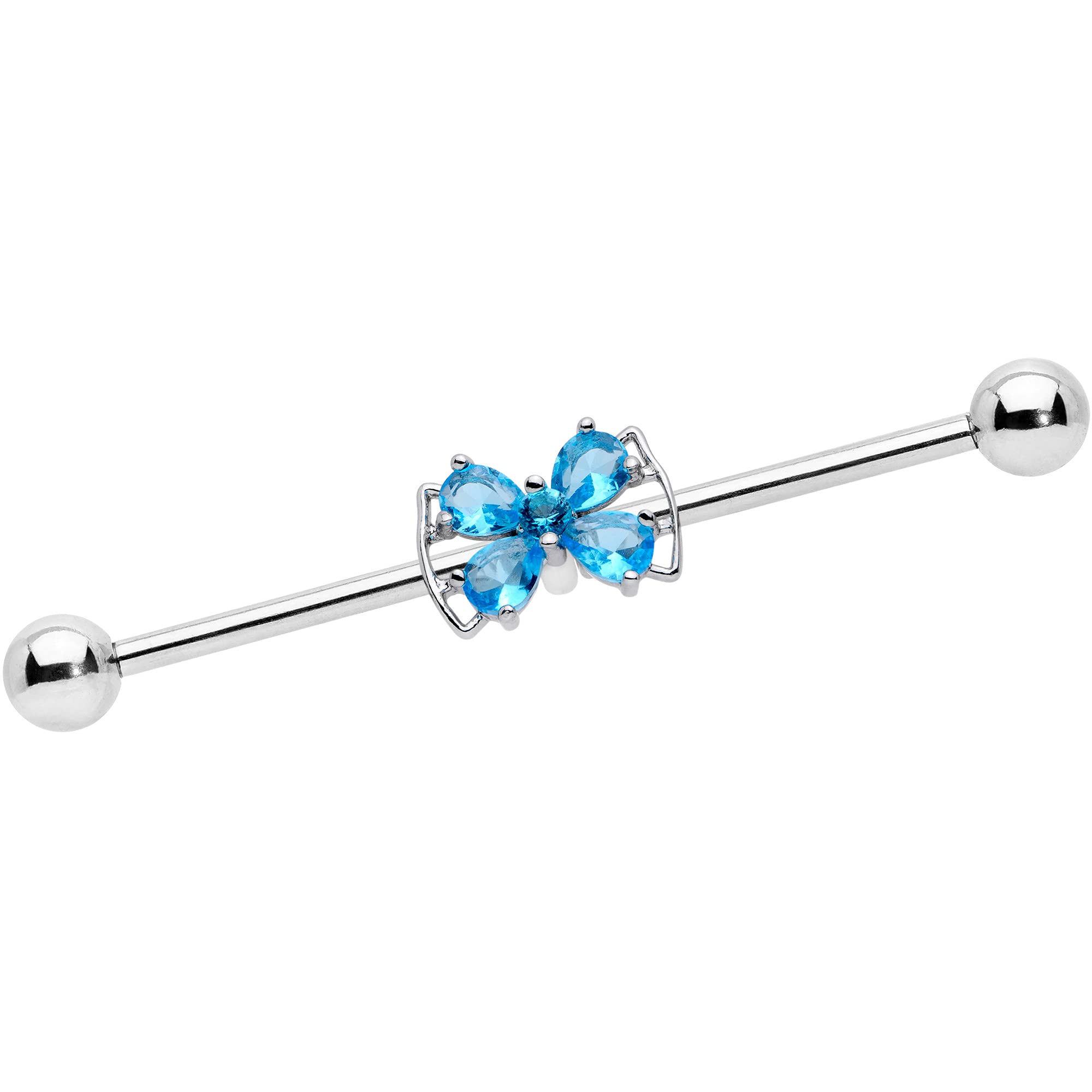 Body Candy Womens 14G Stainless Steel Helix Cartilage Earring Pink Accent Bow Industrial Barbell 1 1/2"