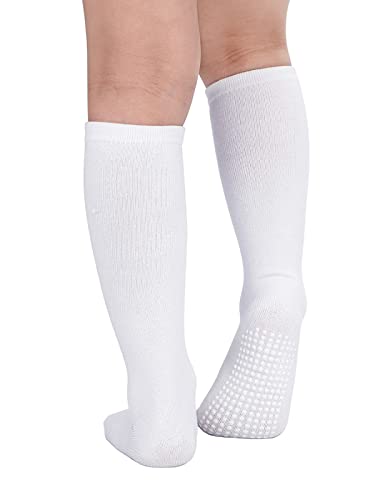 Century Star Baby Girl Socks Boy Knee High Socks Toddler Non-Slip Tube Sock School Soccer Striped Stockings for Infant 1 White 1-3 Years