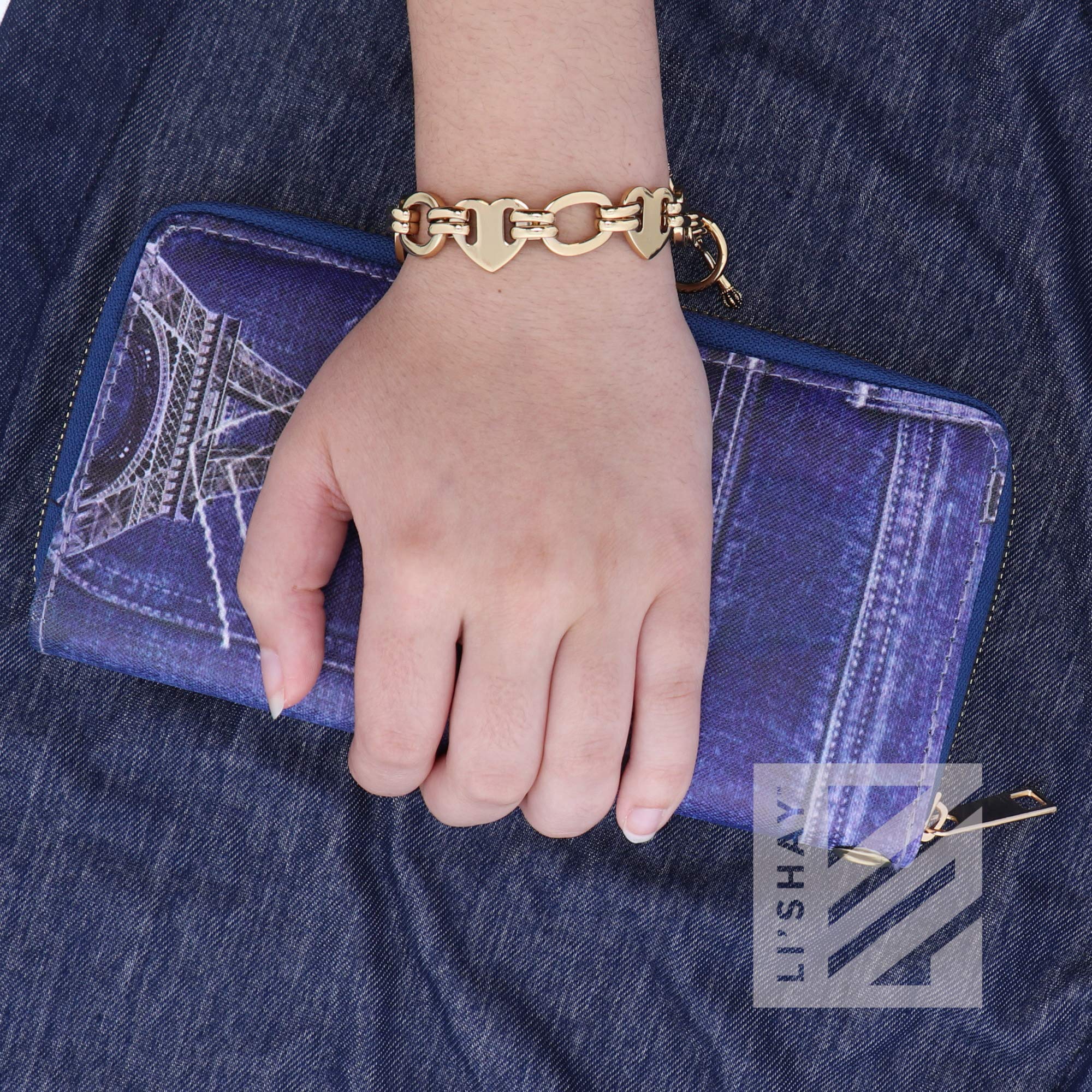 Matte Blue Paris Wallet - Double Zipper