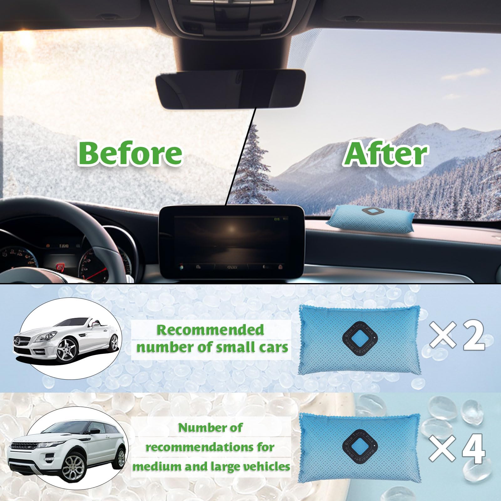 Desiccant Packs Large Rechargeable Desiccant Packets for Storage - 2 Pack 400g Dehumidifier Bags for Car Safe- Moisture Absorbing Packs for Storage Safe Clothes
