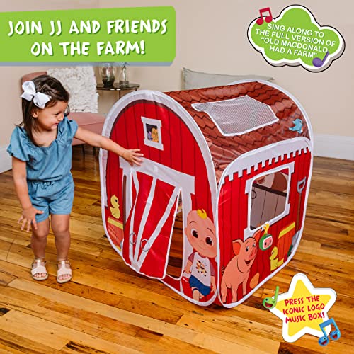 CoComelon Old MacDonald's Musical Barn Pop Up Tent β Easy to Setup Playhouse for Kids | Plays Music, Roll Up Door and Mesh Windows