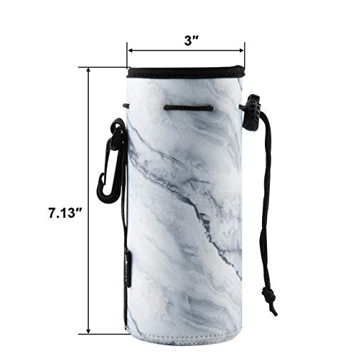 CM Pack of 2 Water Bottle Neoprene Sleeve Portable Insulator Bottle Cover Drawstring Insulator Bottle Holder for 18 to 20 Oz Water Bottle (Marble & Van Gogh Painting Patterns (2 pcs))