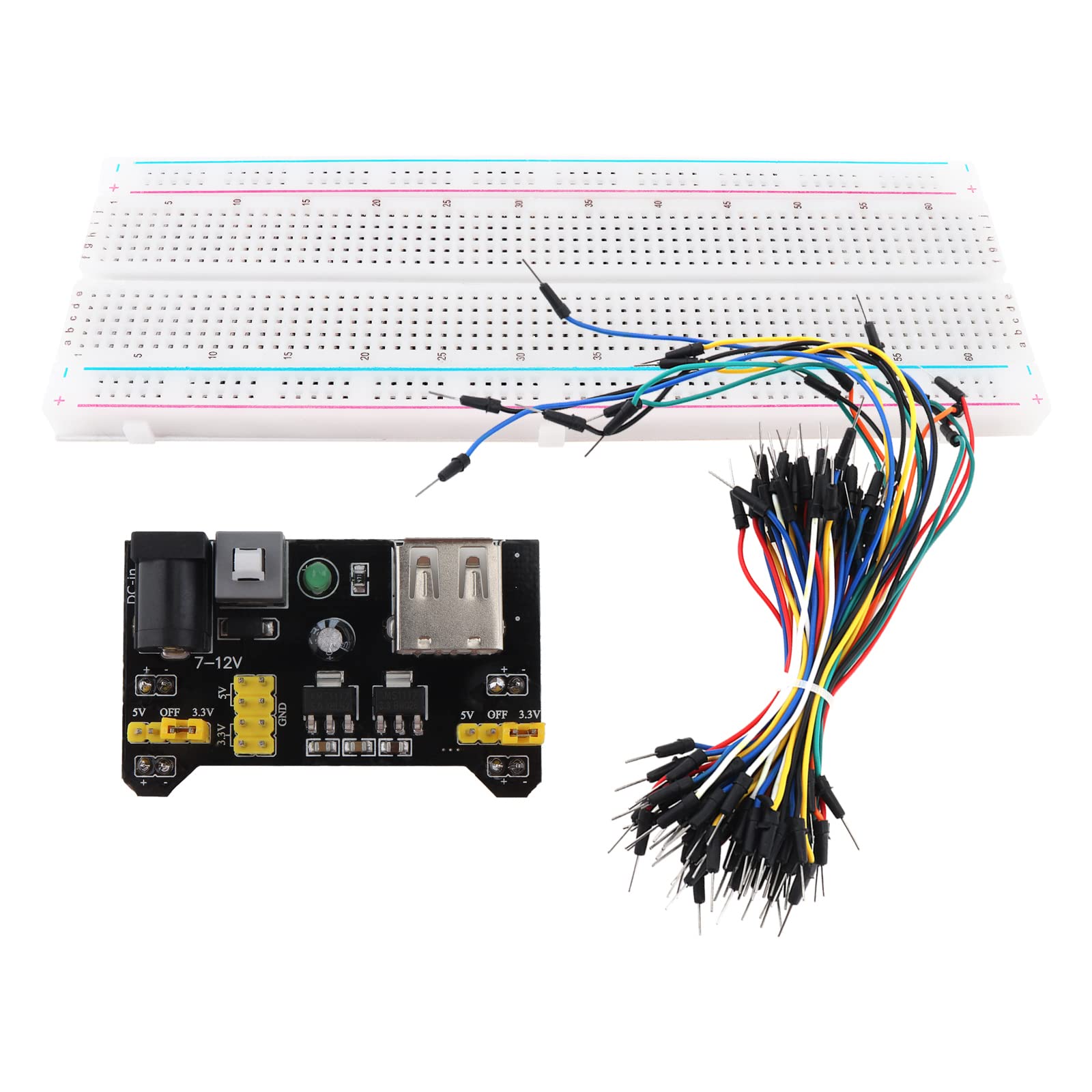 DiGiYes 830 MB-102 Tie Points Solderless Breadboard+3.3V 5V Power Supply Module+65pcs Jumper Cables DIY Starter Kits Fit for Arduino Starter Kits