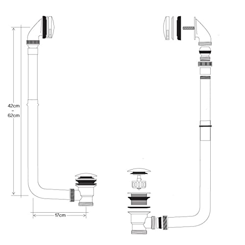 FKLGJFO Full Brass Bathroom Bathtub Drainer Push Down Up Hold Bath Waste Drains for Bathing Tub Drain