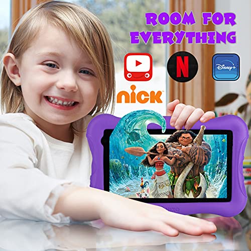 Contixo V10 Plus 7 inch Kids Learning Tablet Bundle - 2GB RAM 32GB Storage, Bluetooth, Android 10, Dual Cameras, Parental Control, Come with Kids Bluetooth Headphone & Tablet Bag - Purple-Set