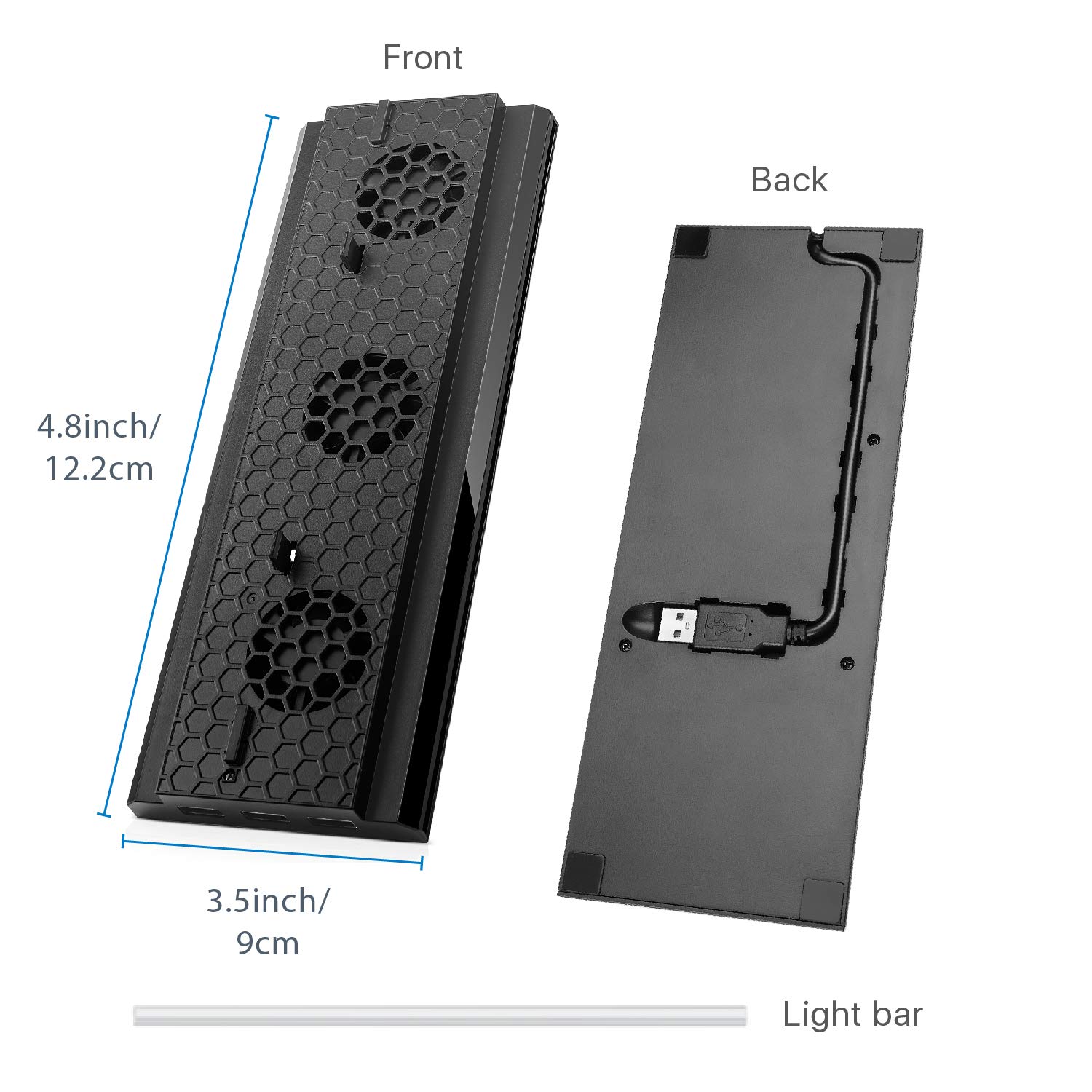 TNP Vertical Stand Cooling Fan for Xbox One X Stand with Fan and Charging Station, USB Powered Game Storage Tower with 3 Speed Adjustable Cooling Fans, 3 USB 2.0 Charging Port and LED Light Bar