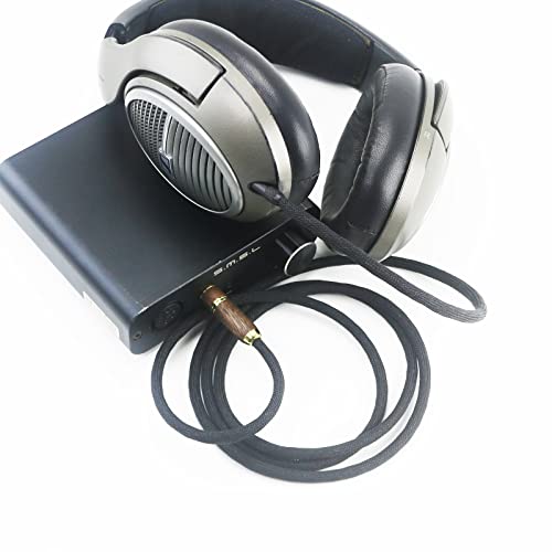 NewFantasia Replacement Audio Upgrade Cable 6N OCC Copper Single Crystal Silver Plated Cord Compatible with Sennheiser HD598 HD598SE HD560s HD598Cs HD598SR Headphone Walnut Wood Shell & 6.35mm Adapter