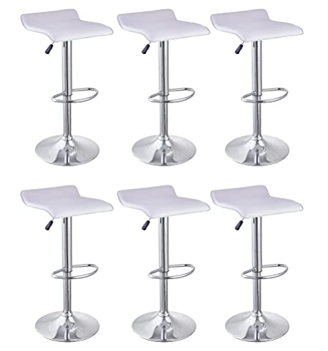 FurnitureR 3-Piece Bar Table Chairs Set, Round Cocktail Table and PU Leather Adjustable Swivel Chairs Barstools, Modern Counter Height, Home Office (White)