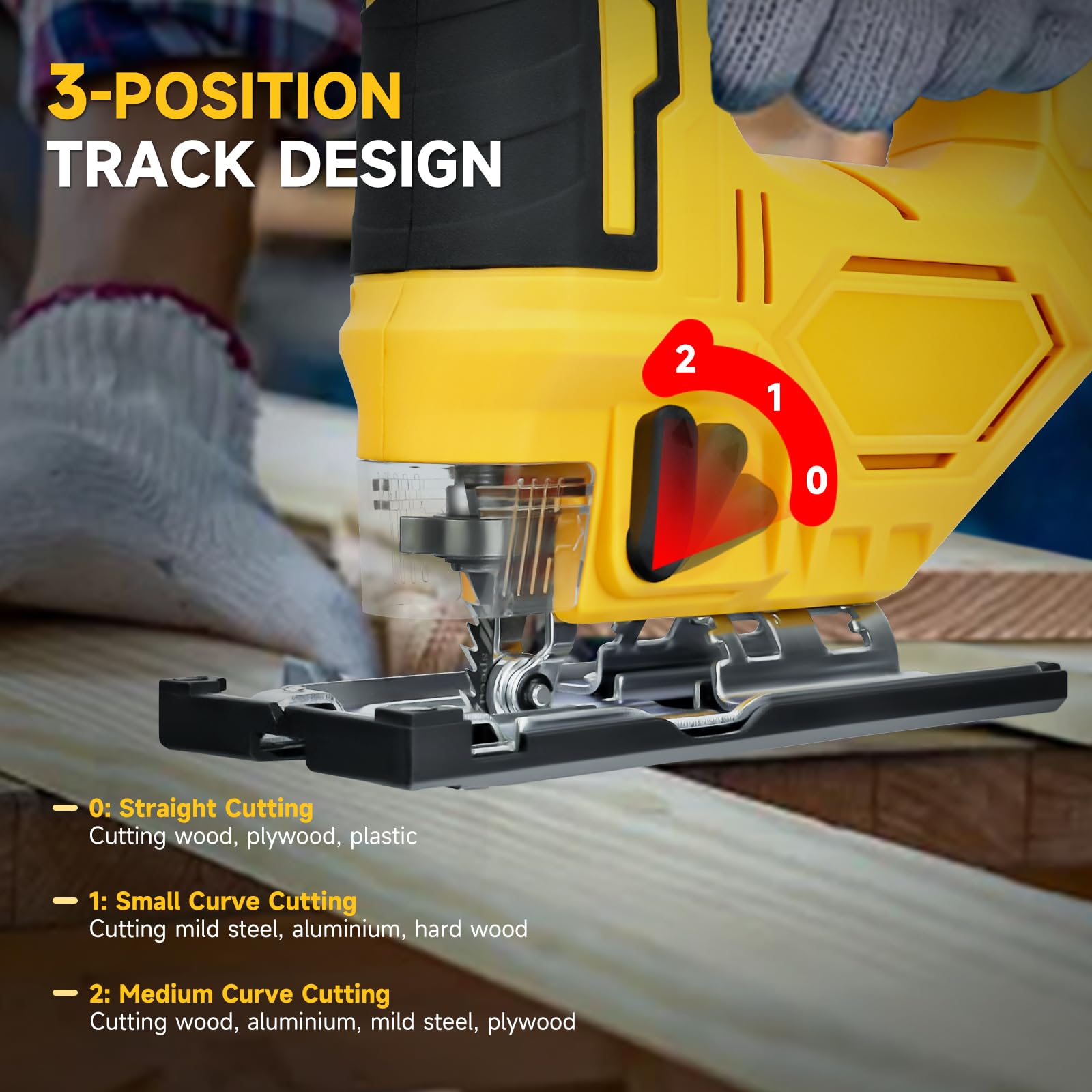 Cordless Jig Saw for DeWalt 20V Battery, 0°-45° Bevel Cuts, Brushless Jigsaw Tool, 3-Position Orbital for Wood/Metal/PVC Cutting
