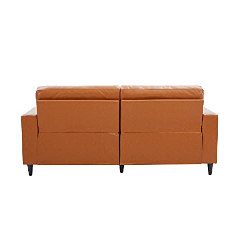 Goohome 3 Seat Sofa Modern Style PU Leather Upholstered Couch Furniture for Small Spaces Office, Brown Home