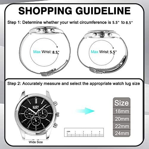 JIEANTE Stainless Steel Mesh Watch Band for Mens Women, Quick Release Mesh Watch Straps 18mm 20mm 22mm 24mm (20mm Gold)