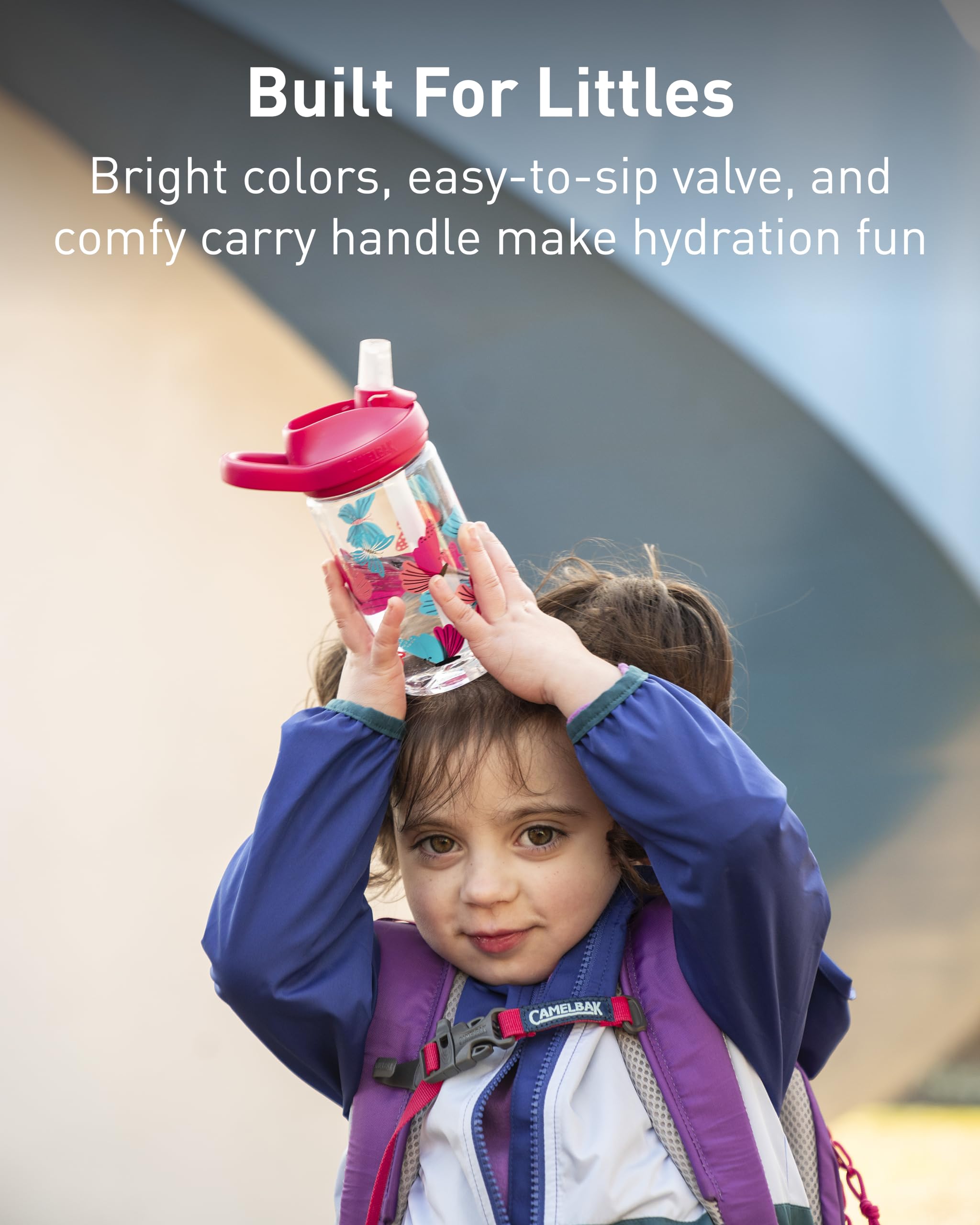 CamelBak eddy+ 14oz Kids Water Bottle with Tritan Renew – Straw Top, Leak-Proof When Closed, True Blue