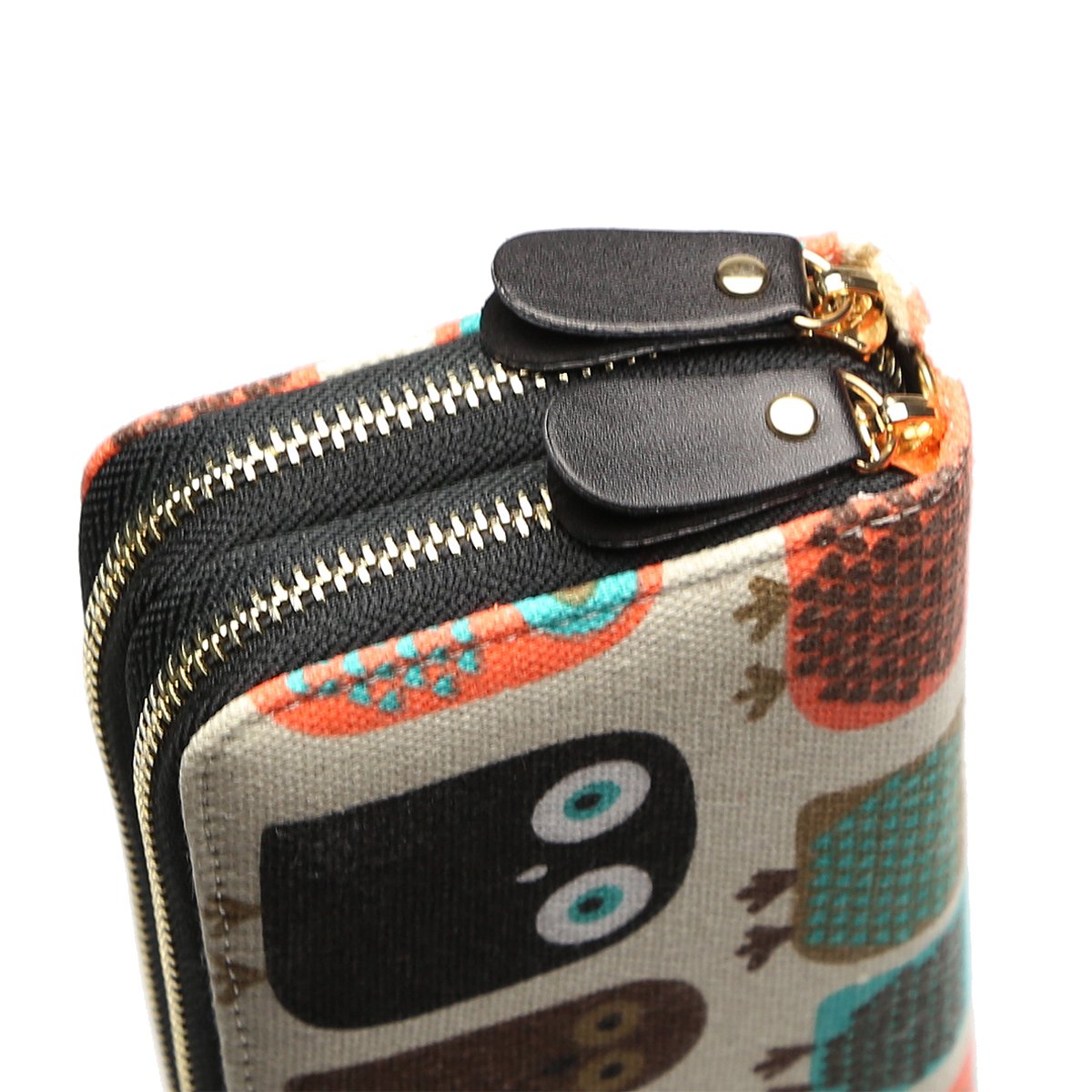 LATH.PIN Women Zipper Wallet Owl Wallet Purse Canvas Phone Card Holder with Coin Pocket and Strap