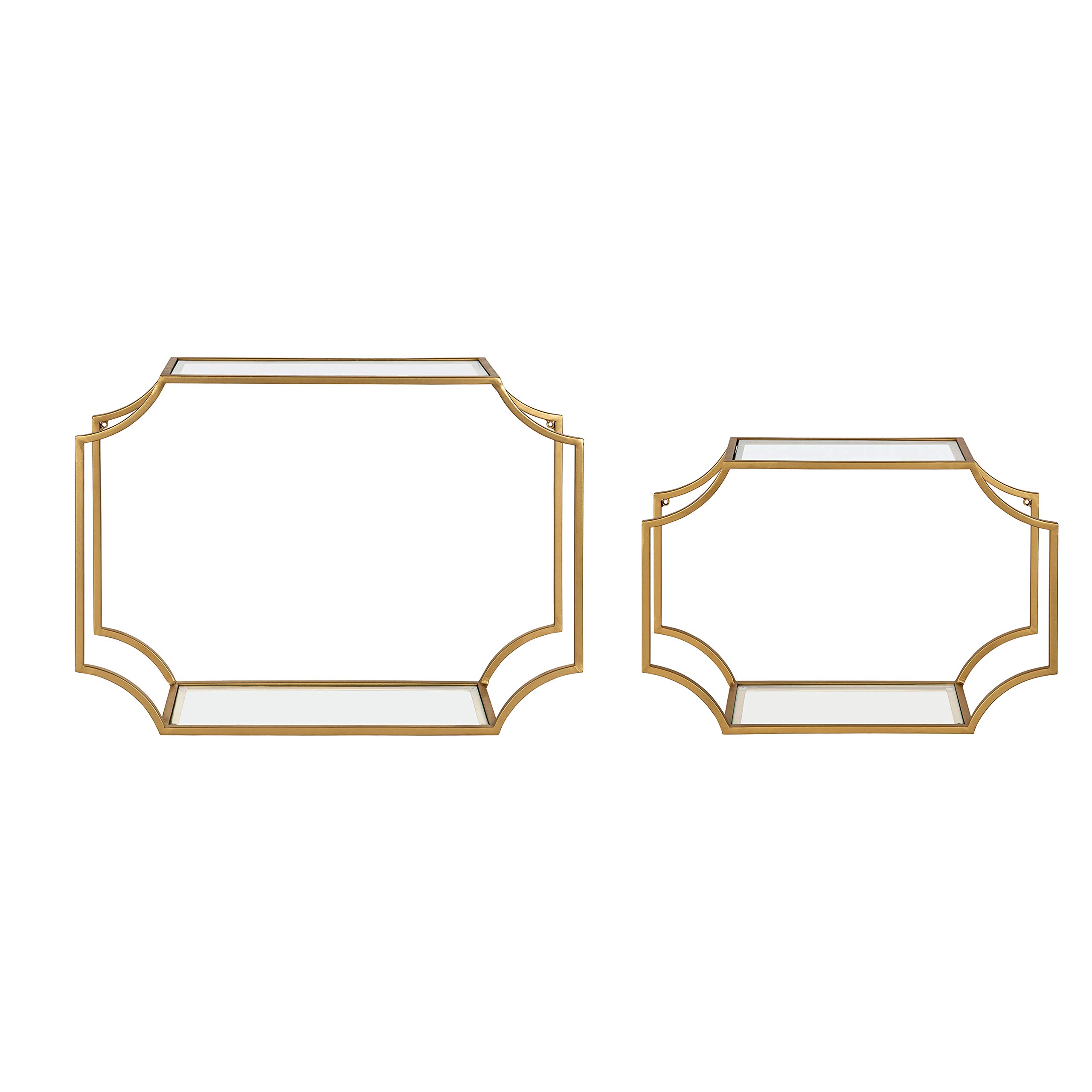 Kate and Laurel Ciel Modern Glam Metal Wall Shelf Set, Set of 2, Metallic Gold, Elegant Wall Decor and Storage