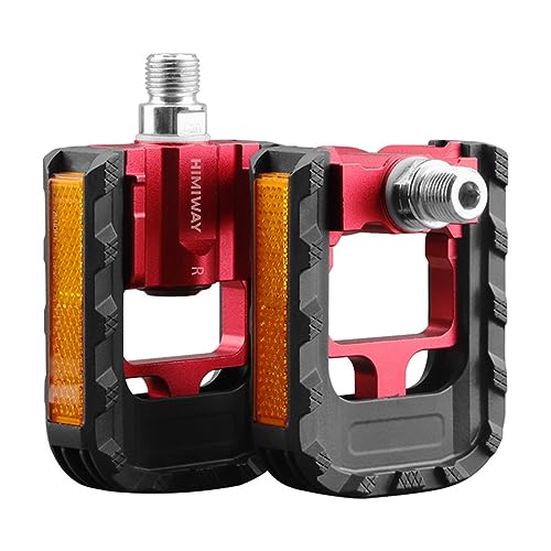 Himiway Folding Bike Pedals with Reflective Strips, Aluminum Alloy Bicycle Foldable Pedals, 9/16 inch Non-Slip Wide Platform Cycling Pedals for Folding Bike, BMX Bike, MTB Bike, Road Bike