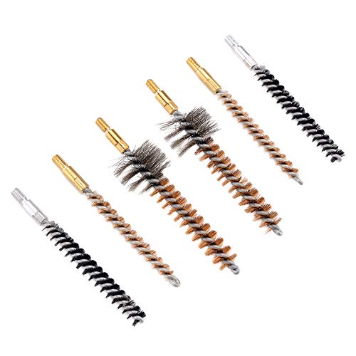BOOSTEADY Phosphor Bristle Bronze Bore Brush Gun Cleaning Chamber Brush Kit with 50 Professional Square Patches in Zippered Pouch
