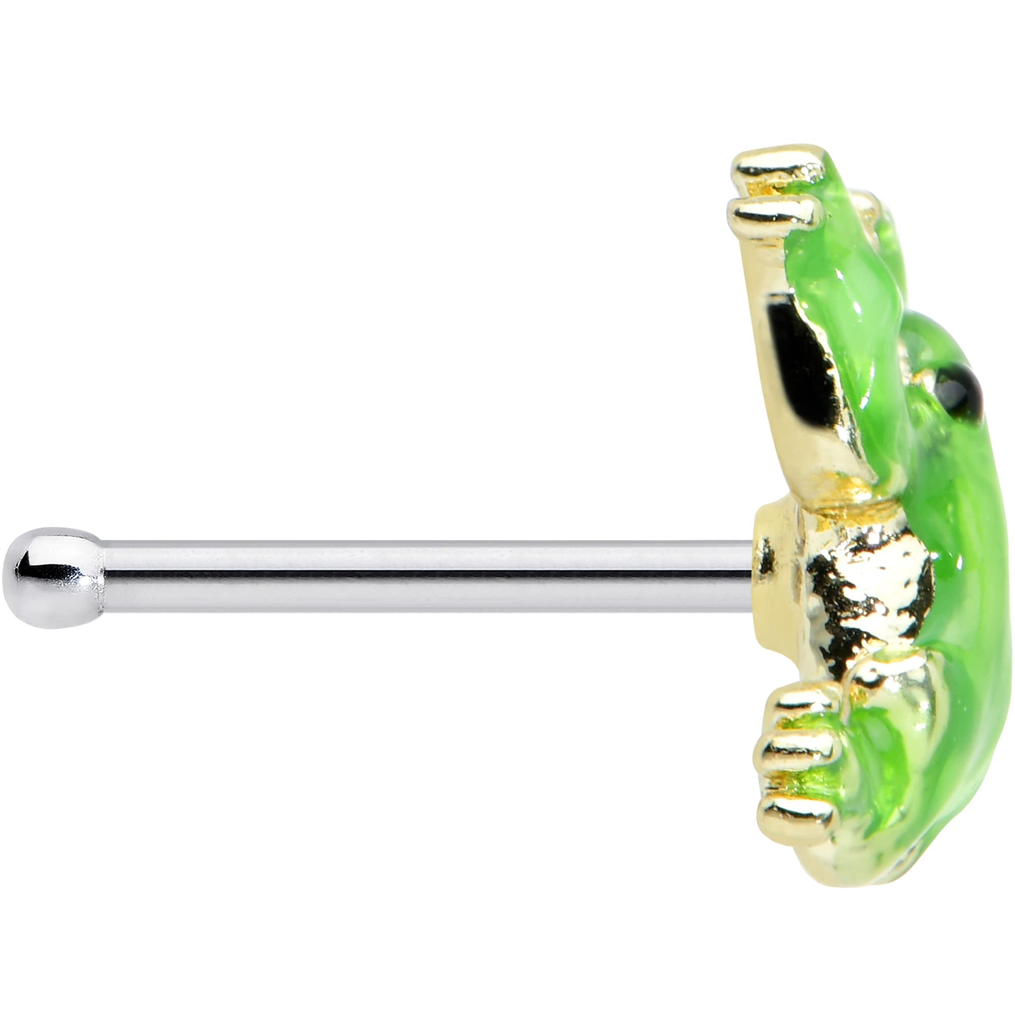 Body Candy Womens 20G 316L Steel Nose Ring Green Tree Frog Nose Stud Nose Bone Body Piercing Jewelry 1/4"