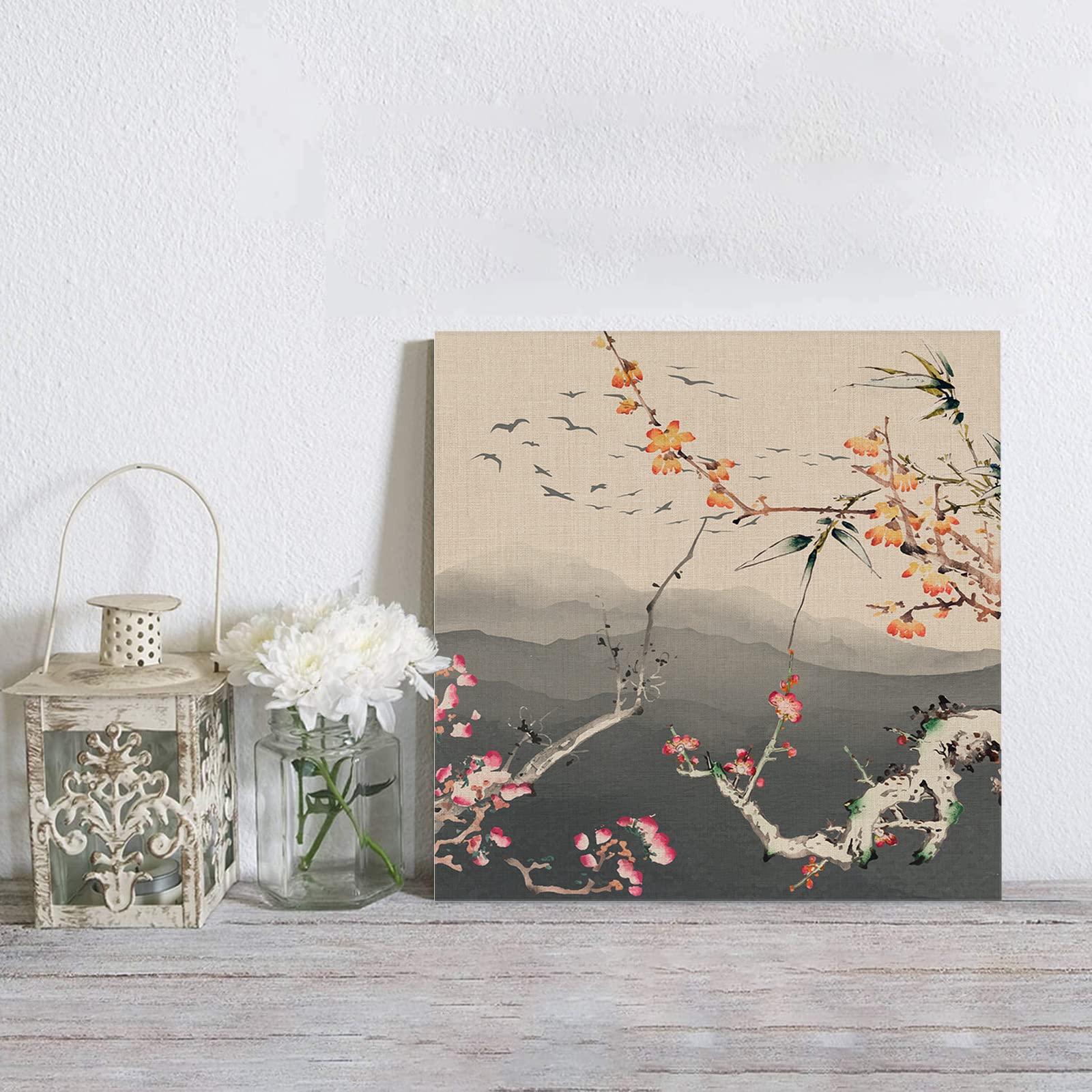Canvas Wall Art Pictures on Canvas Oil Painting Art with Framed for Home Decorations Chinese Painting (12'' x 12'' x 1 Panel)