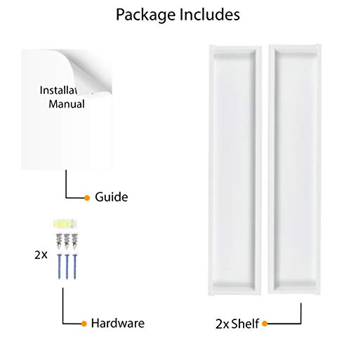Wallniture Philly Nursery Bookshelf - Floating Book Shelves for Kids Room - 31 Inch Picture Ledge Book Tray Toy Storage Display White Set of 2