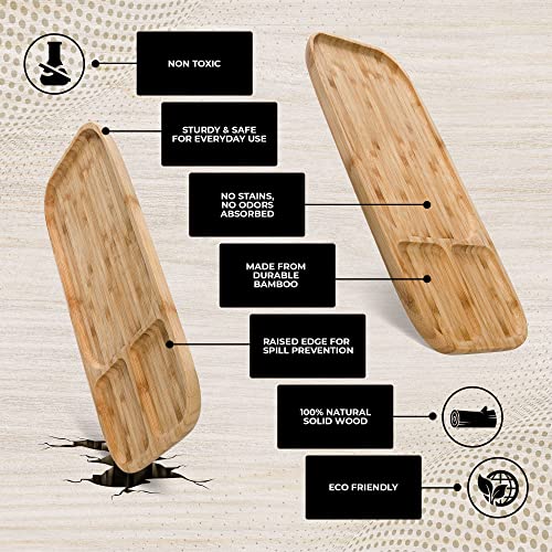 Premium Bamboo Portion Control Plate with Three Divided Sections | Wooden Adult Size Food Tray for Diet and Weight Loss | Bento Portioned Plate for Adults