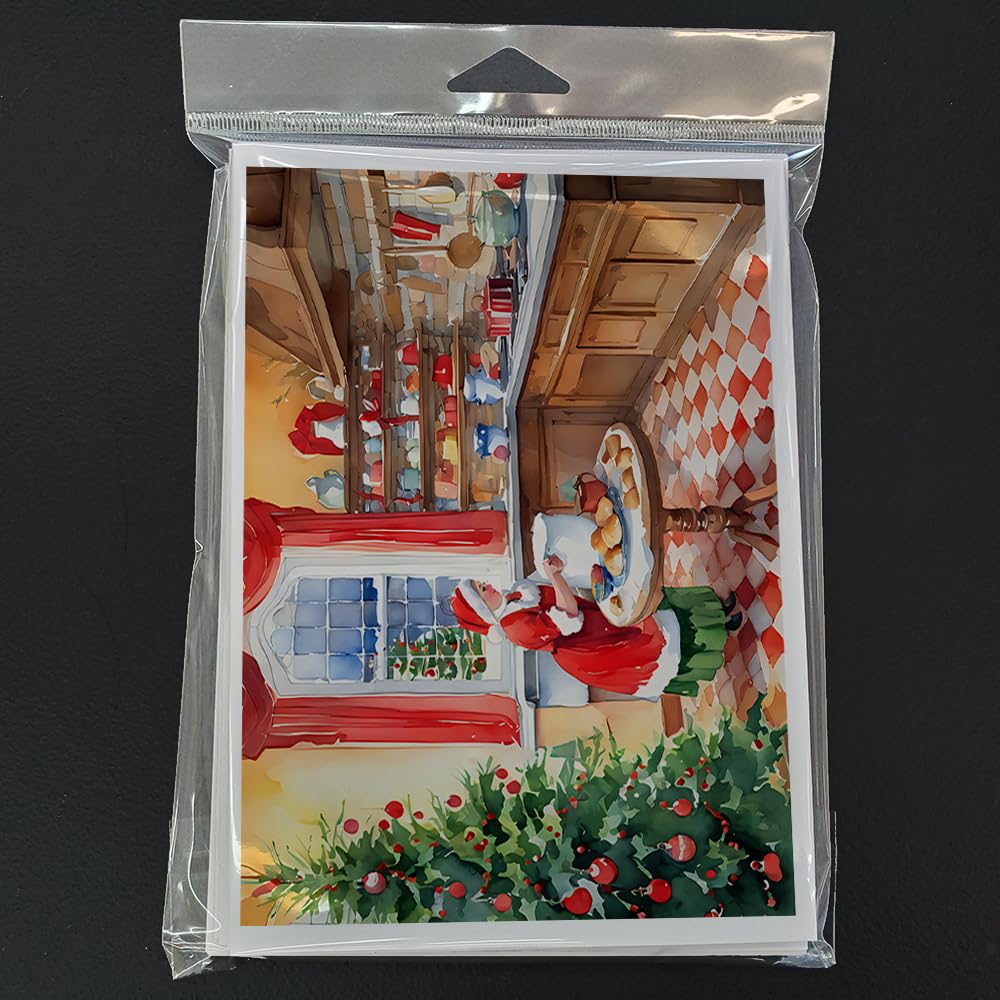 Caroline's Treasures DAC3297GCA7P Cookies with Santa Claus Mrs. Claus Greeting Cards Pack of 8 Blank Cards with Envelopes Whimsical A7 Size 5x7 Blank Note Cards