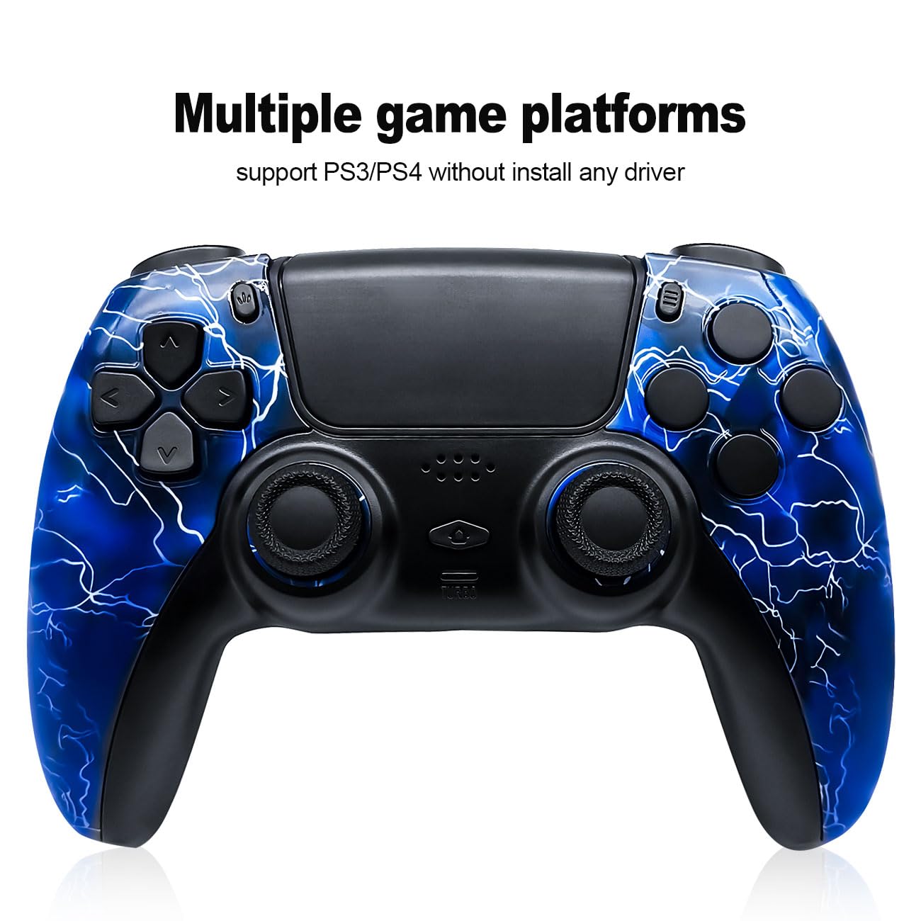 Ceozon Wireless Custom Controller Compatible with PC Ps3,4 with Dual Vibration 6-Axis Motion, Turbo Audio, Progammable Function Dark Blue