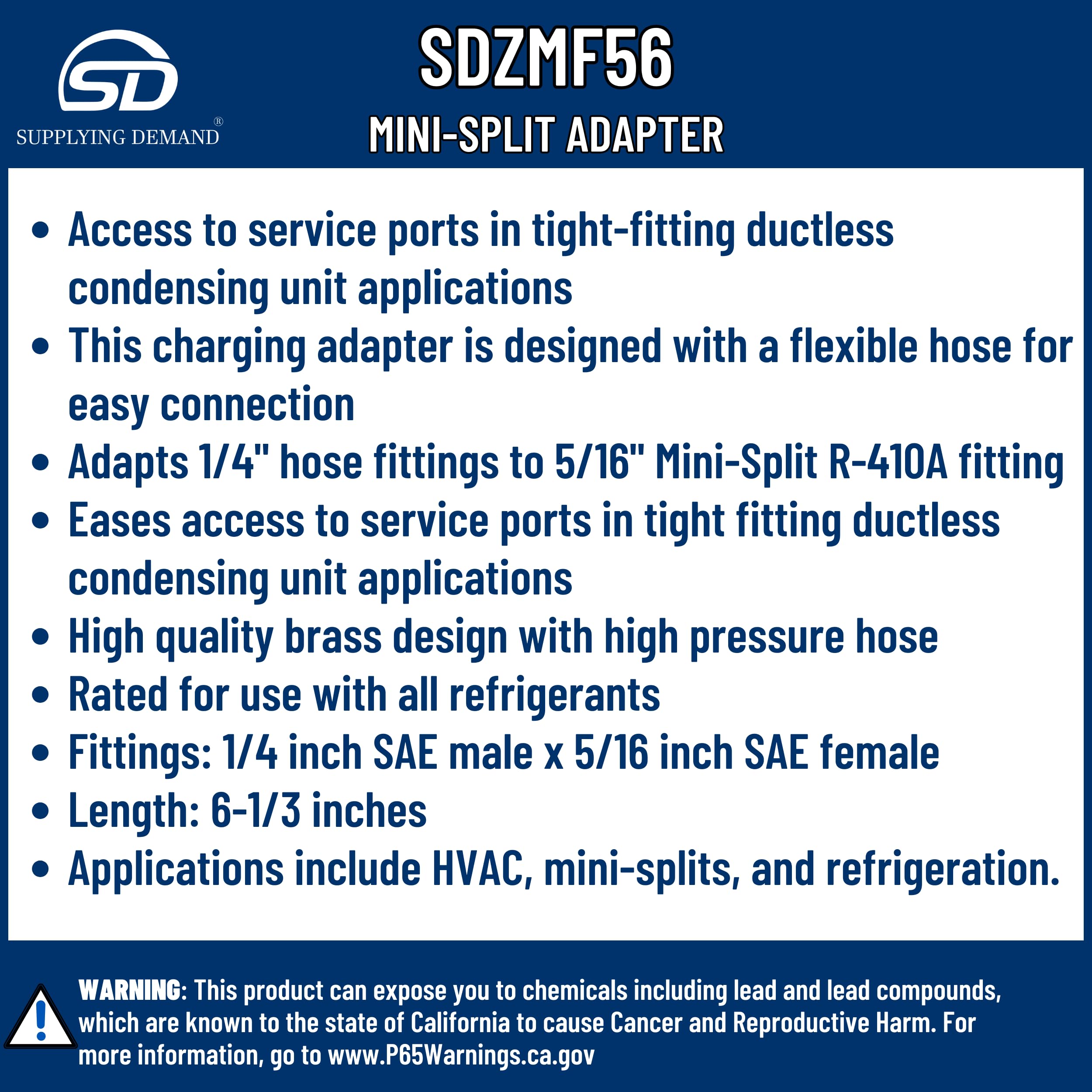 Supplying Demand ZMF56 Flexible Mini-Split Adapter Adapts From 1/4 To 5/16 Inch Mini Split Fittings