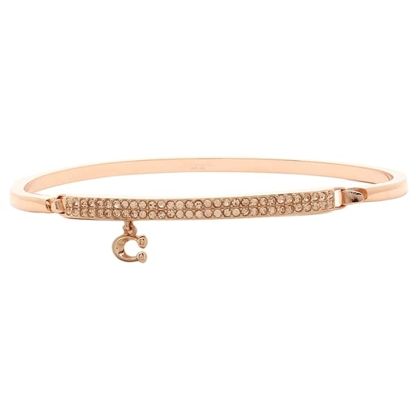 Coach Signature Pave Bar Hinged Bangle bracelet rose gold one size