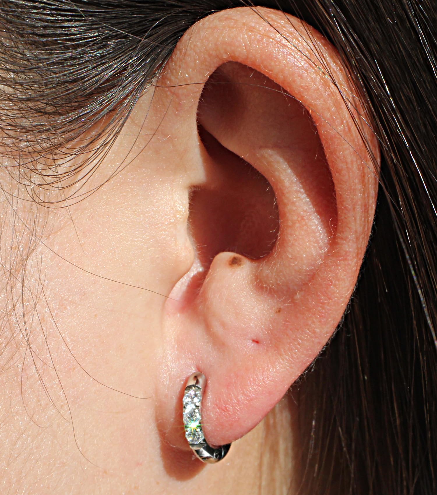 Silver Earrings Cubic Zirconia Small Hoops Stainless Steel Huggie Earrings 8mm Piercing Earrings Stainless Steel Small Hoops for Women