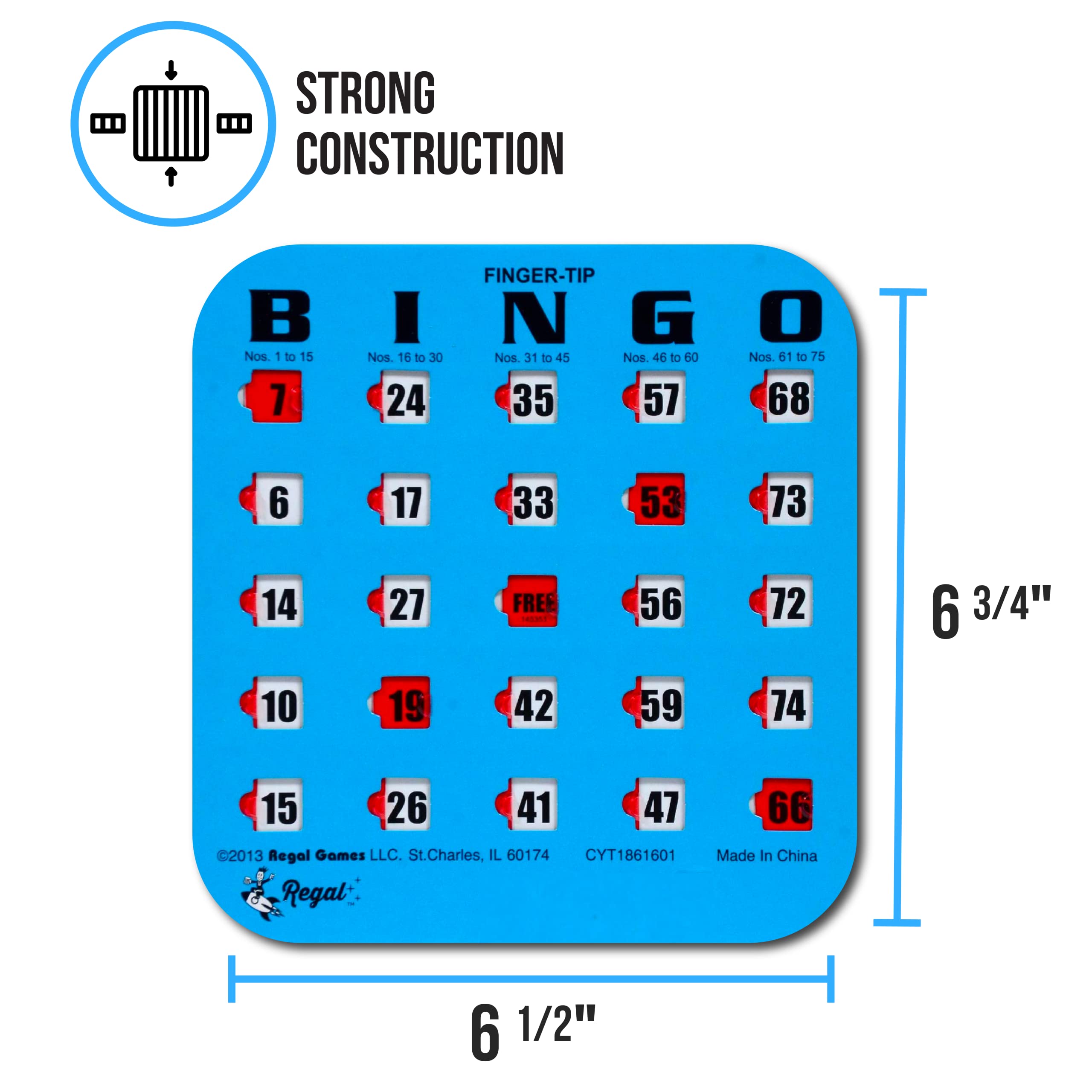 Regal Bingo Bulk Bingo Cards with Sliding Windows - Reusable Large Print Bingo Game Cards for Adults Large Group - 10 Pack, Blue