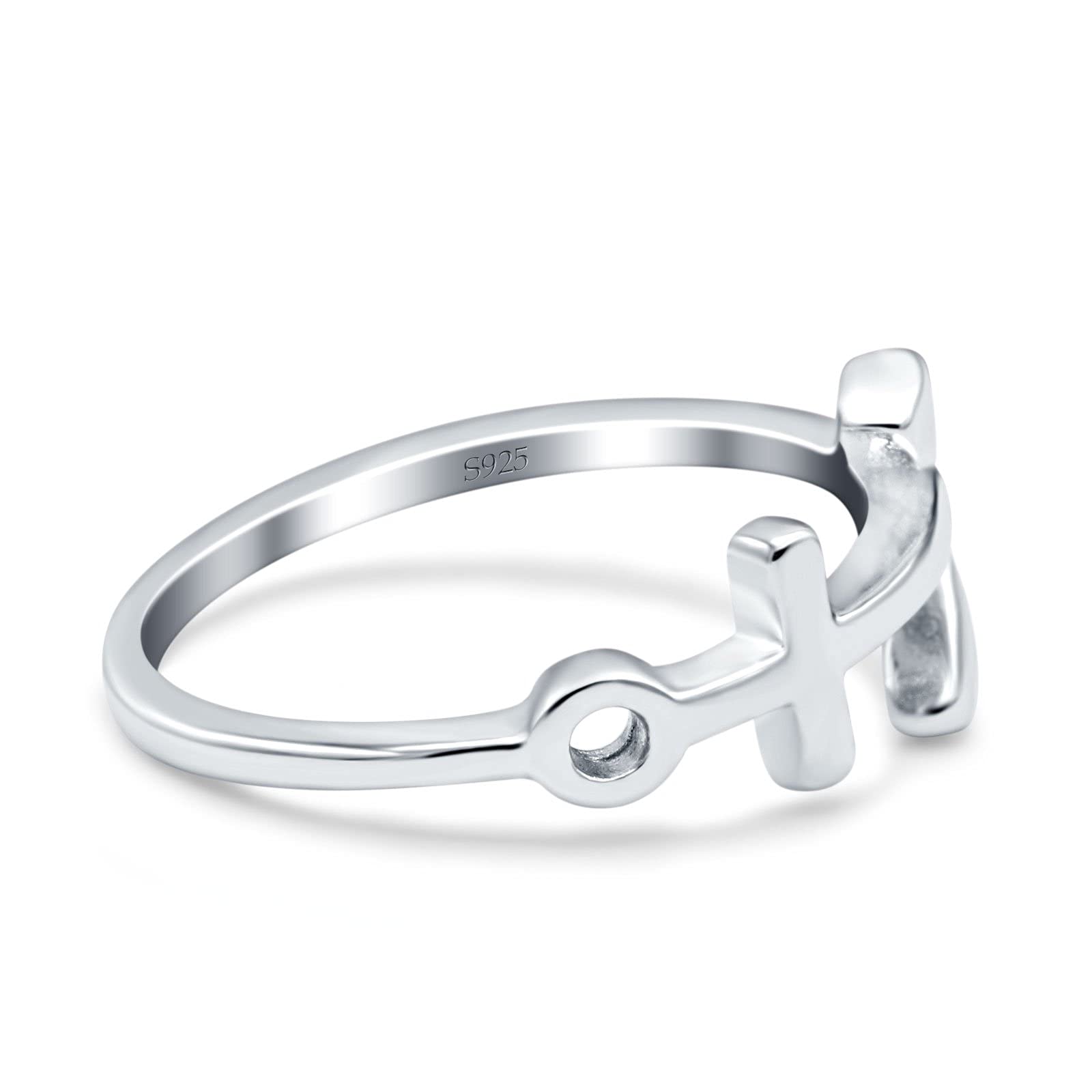 Blue Apple Co. Size-08 Anchor Band Rhodium Plated Statement Fashion Thumb Ring 925 Sterling Silver