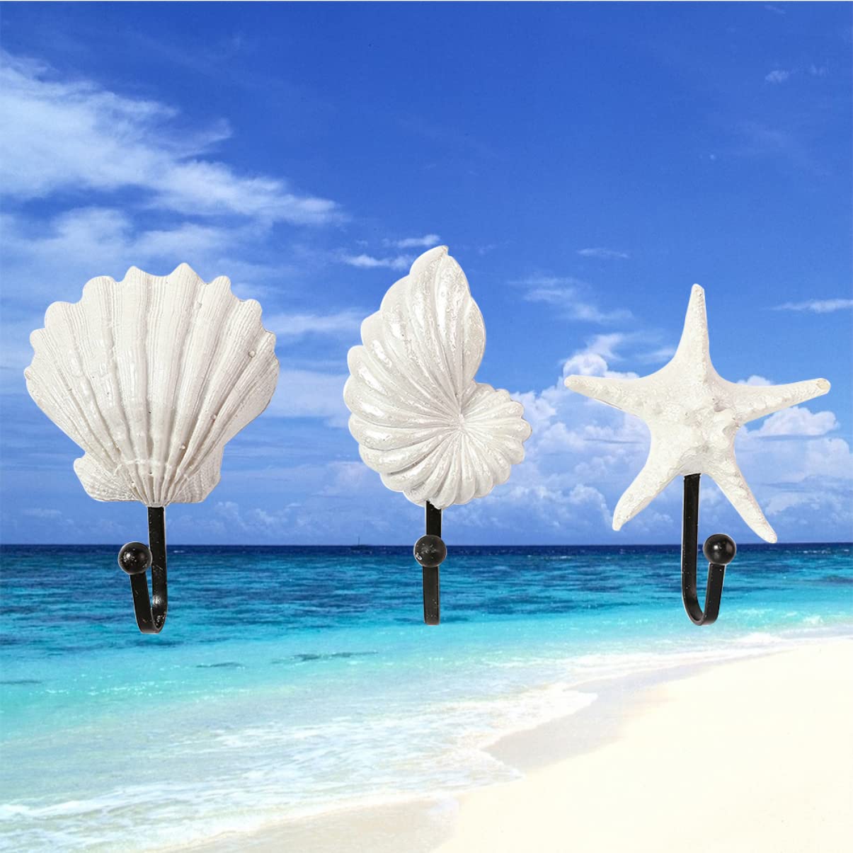 COHEALI Retro Decor Decor Coats Conch or Themed Hat Hanging Kitchen Clothes Hooks Hangers Decorations Beach Towel Star Bathroom Wall for Bedroom Towels Decorative Sea Coat Retro 3pcs