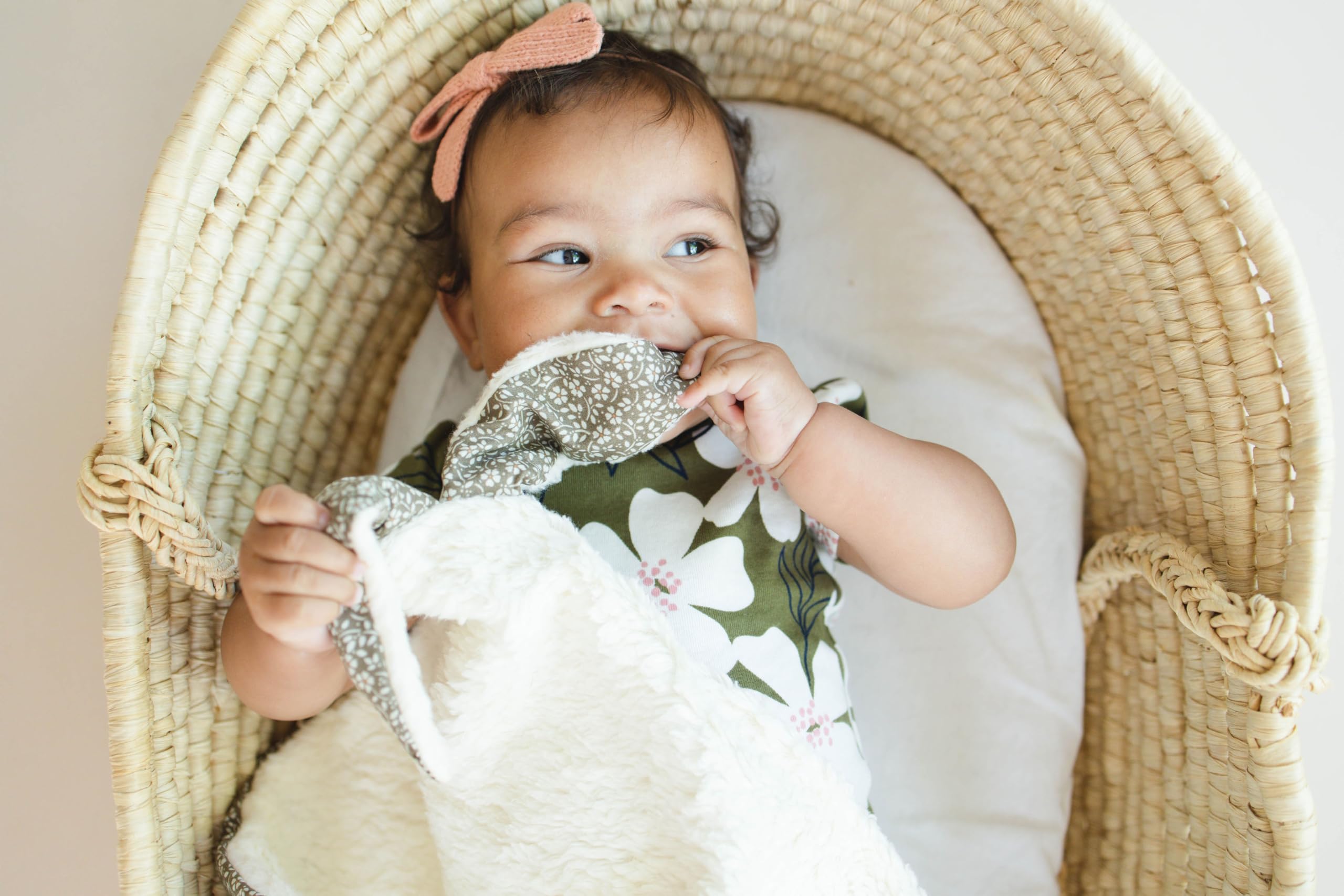 Leyl&Ari Plush Lovey, Bunny Ear Security Blankie, Soft Premium Quality, Gender Neutral Unisex Gift, Made in USA