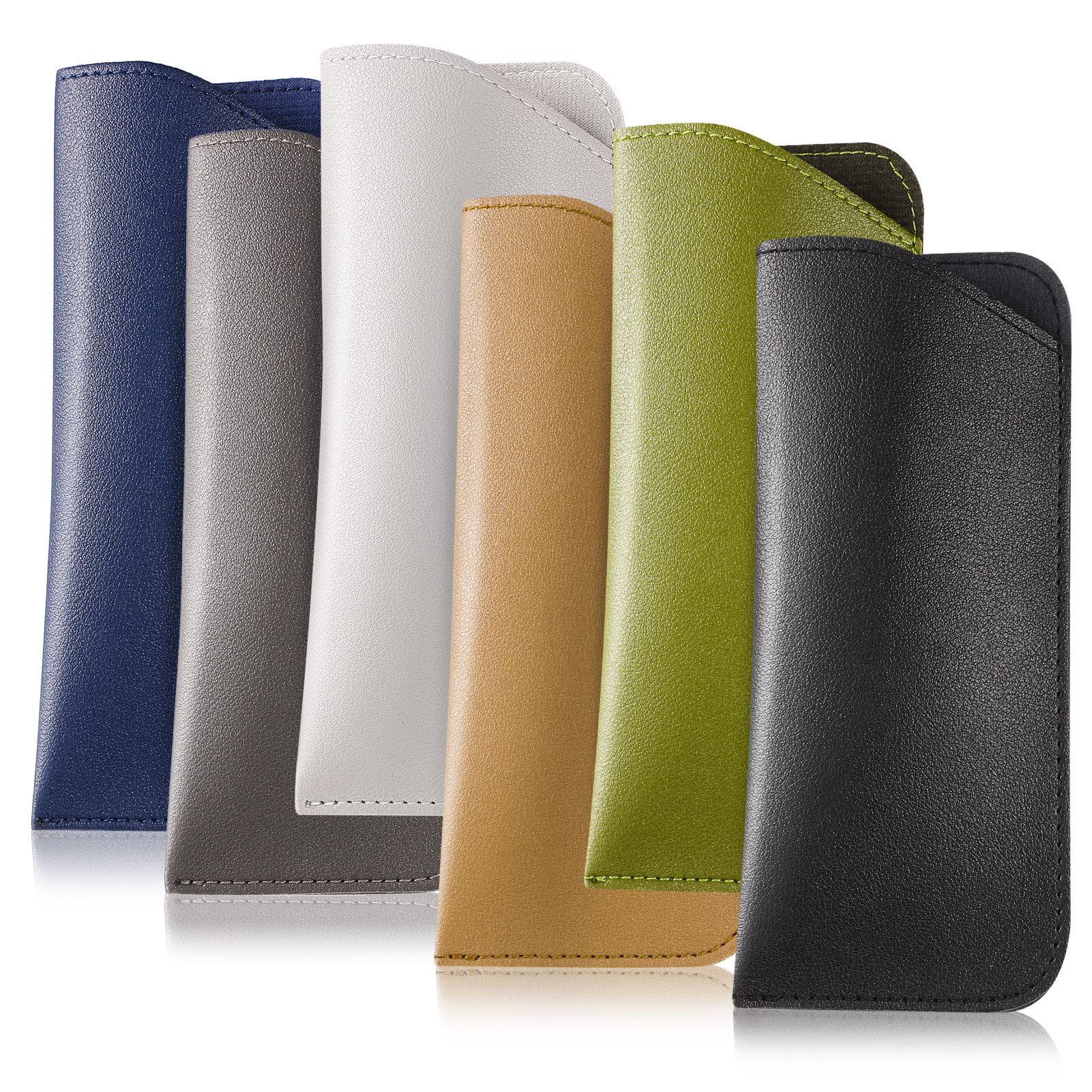 CREPUSCOLO 6 Pack Soft Glasses Cases, Leather Eyeglass Cases Glasses Pouch Travel Glasses Case for Women Men Kids