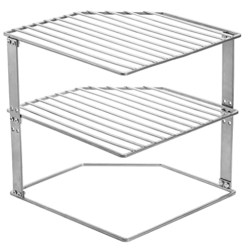 Nicunom 3-Tier Corner Shelf Counter Organizer, 9x9x9 inch Kitchen Bathroom Countertop Organizer, Metal Corner Storage Shelf, Standing Counter Shelf, Corner Spice Rack, Cabinet & Pantry Organizer