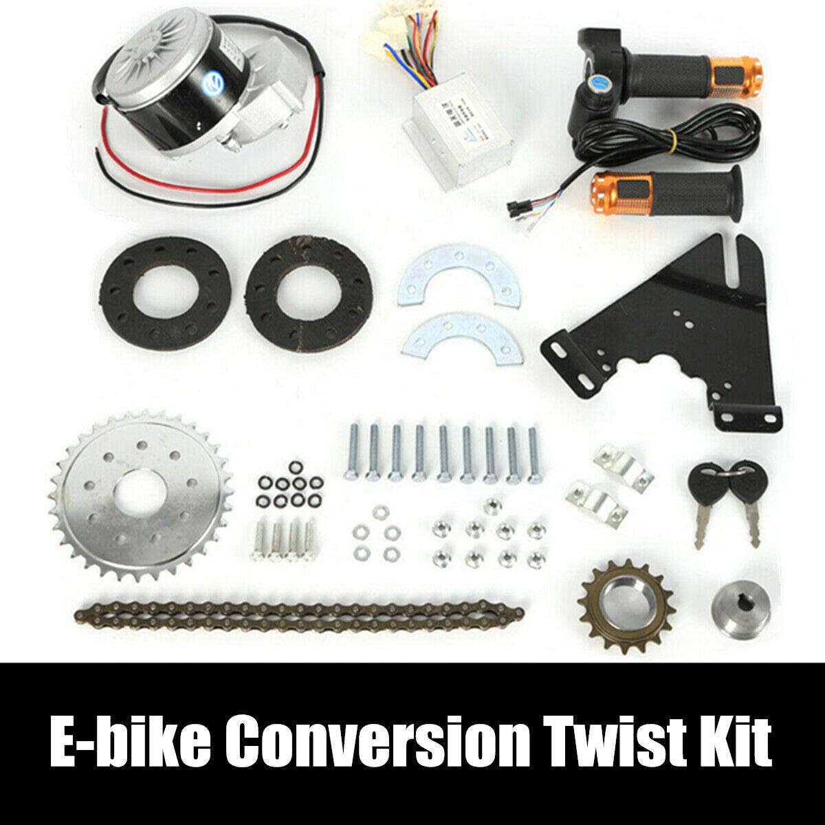 BJTDLLX Electric Bike Conversion Kit, 250W 24V E-Bike Conversion Kit Electric Geared Bicycle Derailleur for Common Bike Left Chain Drive Customized W/Digital Display
