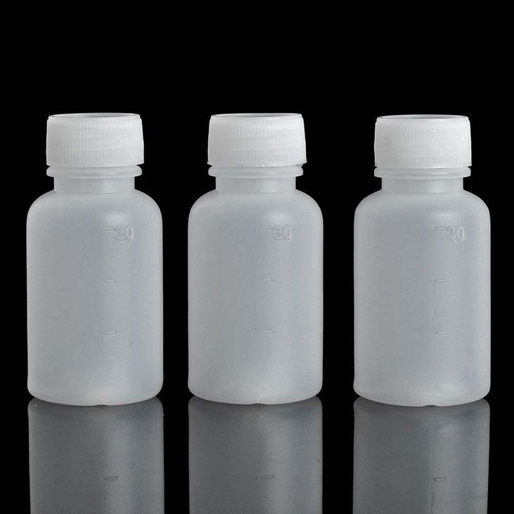 LAZZON Refillable Container Graduated Lab Chemical Container Reagent Bottle Sample Sealing Liquid Medicine Bottle 30ML