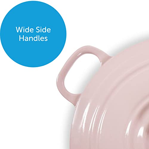 BK Cookware Bourgogne Enameled Cast Iron 7QT Dutch Oven, Dusty Pink